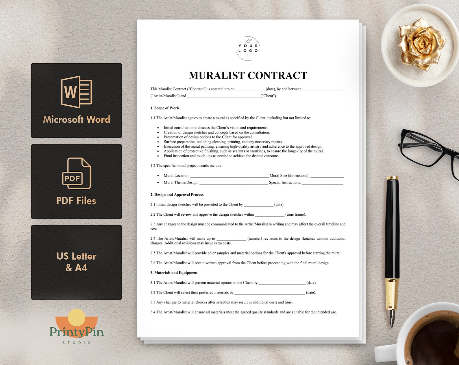Editable Muralist Contract Template | Mural Agreement | Custom Wall Art ...