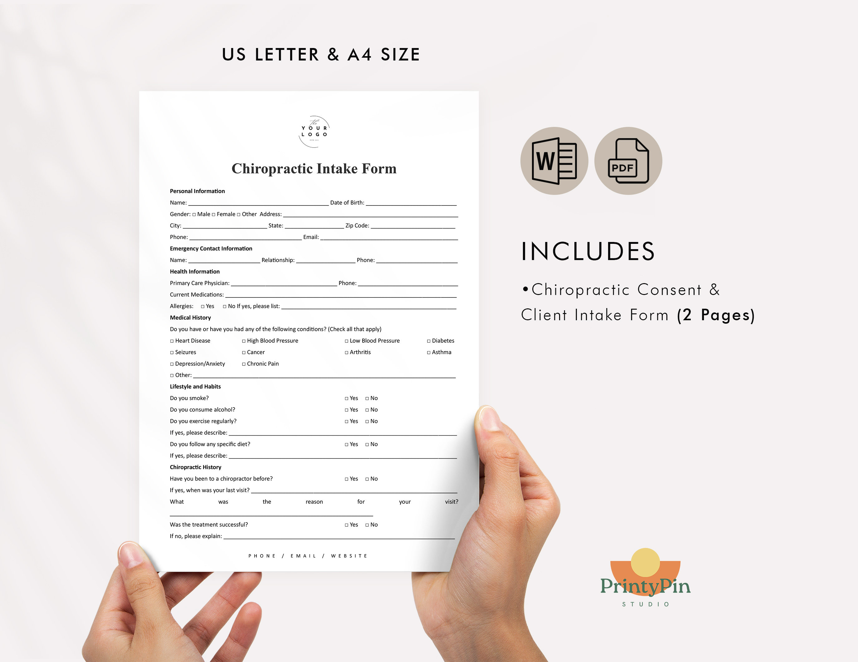 Chiropractic Intake Form PDF | Editable Chiropractic Consent Form ...