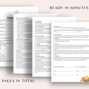 Foster Agreement Template, Editable Pet Foster Care Contract ...