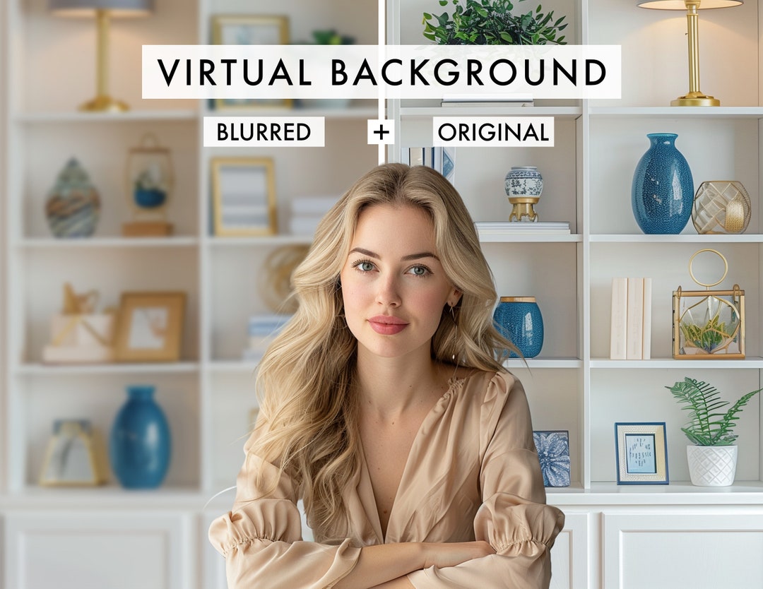 Set of 4 Elegant Zoom Virtual Backgrounds | Professional Bookshelf ...