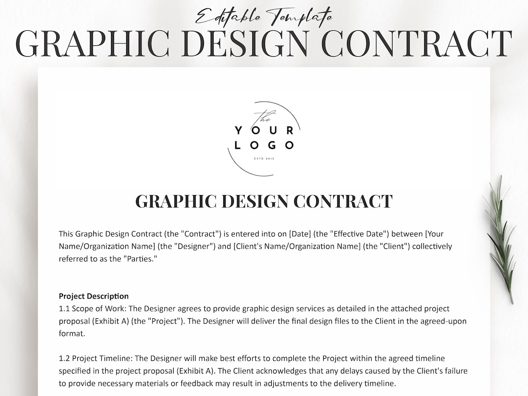 Professional Graphic Design Contract Template | Customizable Agreement ...