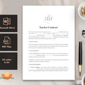 Comprehensive Teacher Contract Template - Editable & Customizable for ...