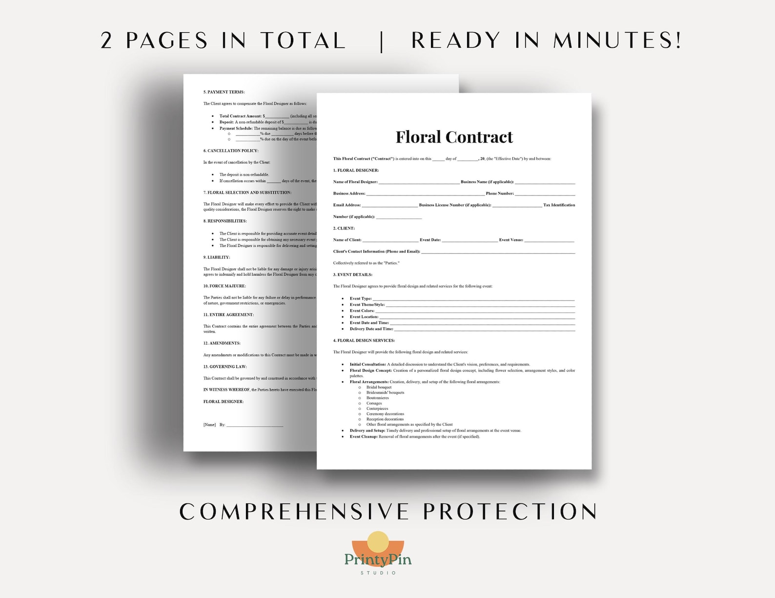 Customizable Floral Contract Template for Weddings & Events ...