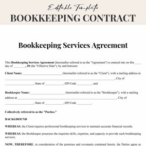 Bookkeeping Contract Template Word & PDF - Printable Bookkeeping ...