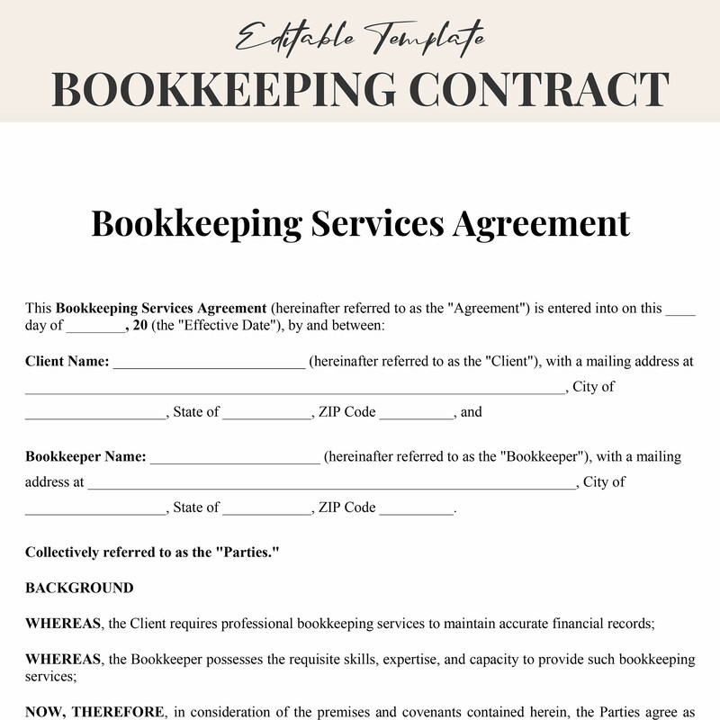 Bookkeeping Contract - Etsy