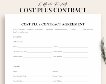 Cost Plus Contract Template. Project Collaboration Agreement. Editable ...