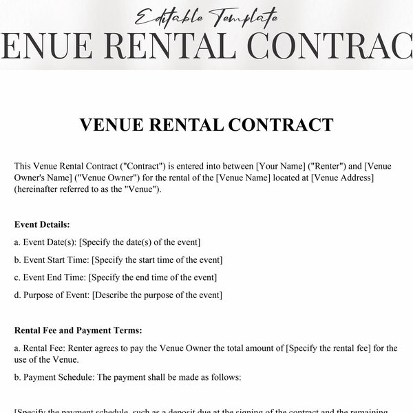 Space Rental Contract Template - Etsy