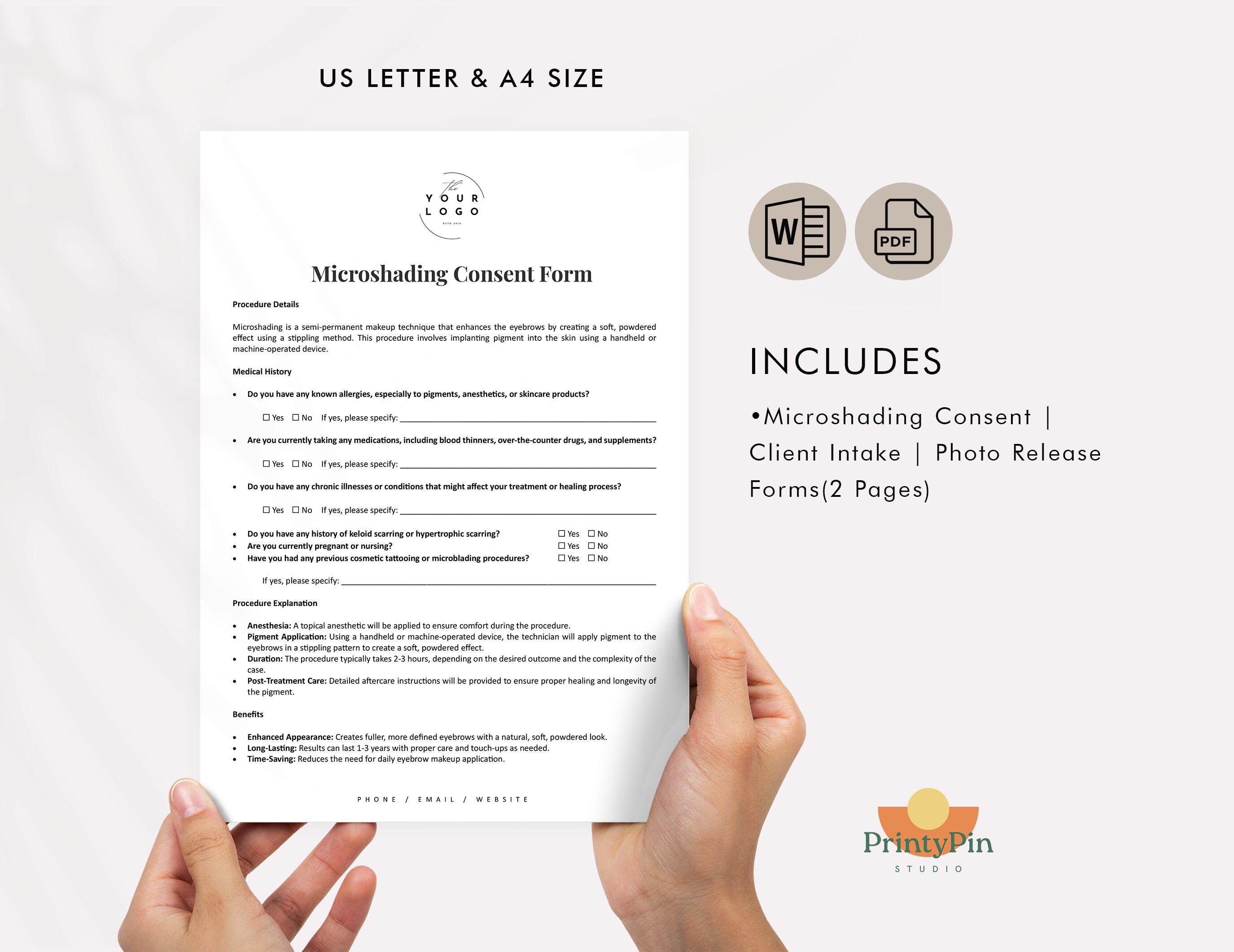 Editable Microshading Consent Form PDF, Ombre Powder Brows, Word & PDF ...