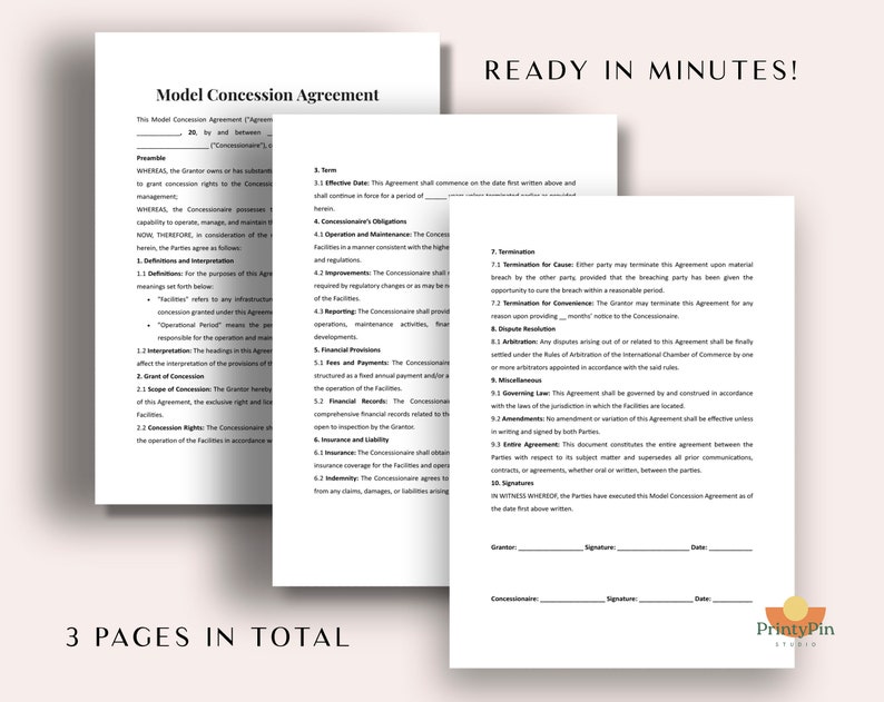 Model Concession Agreement Template - Customizable Concession ...