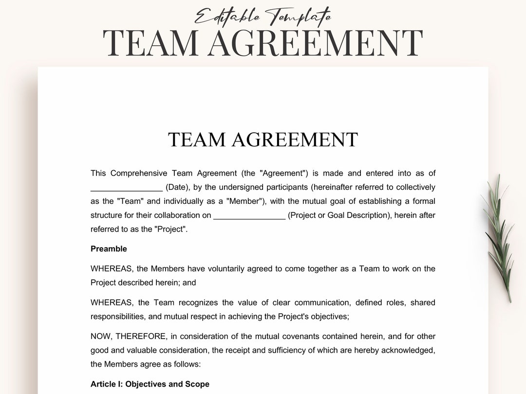 Team Agreement Template Word - Comprehensive Project Collaboration ...