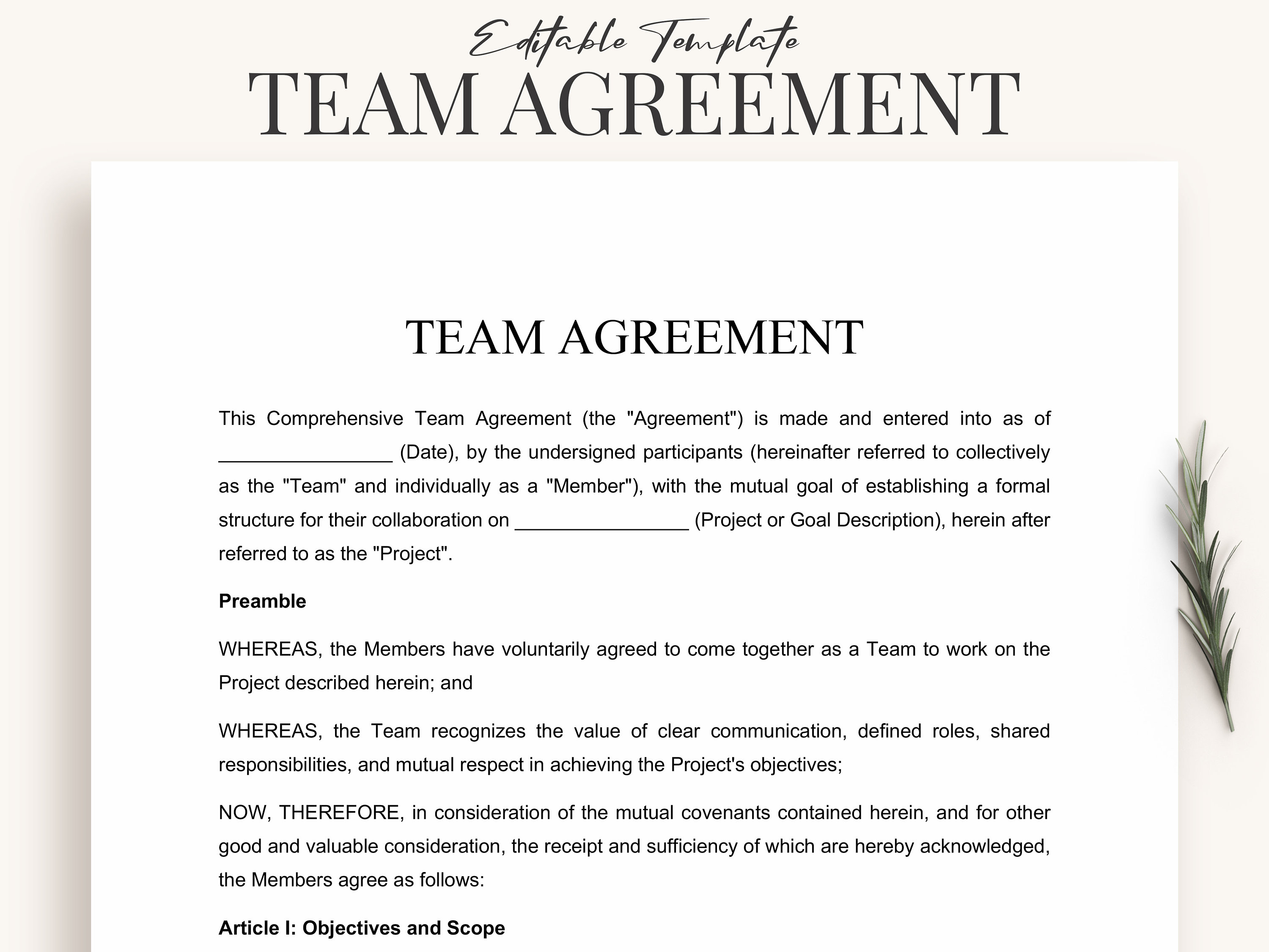 Team Agreement Template
