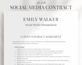 Editable Social Media Manager Contract Template Freelance - Etsy