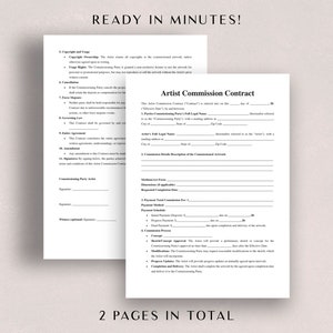 Artist Commission Contract Template Word / PDF - Fully Customizable and ...