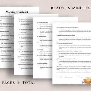 Marriage Contract Template Word - Customizable & Editable Relationship ...