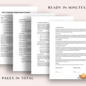 Nail Technician Employment Contract | Nail Salon Employee Agreement ...