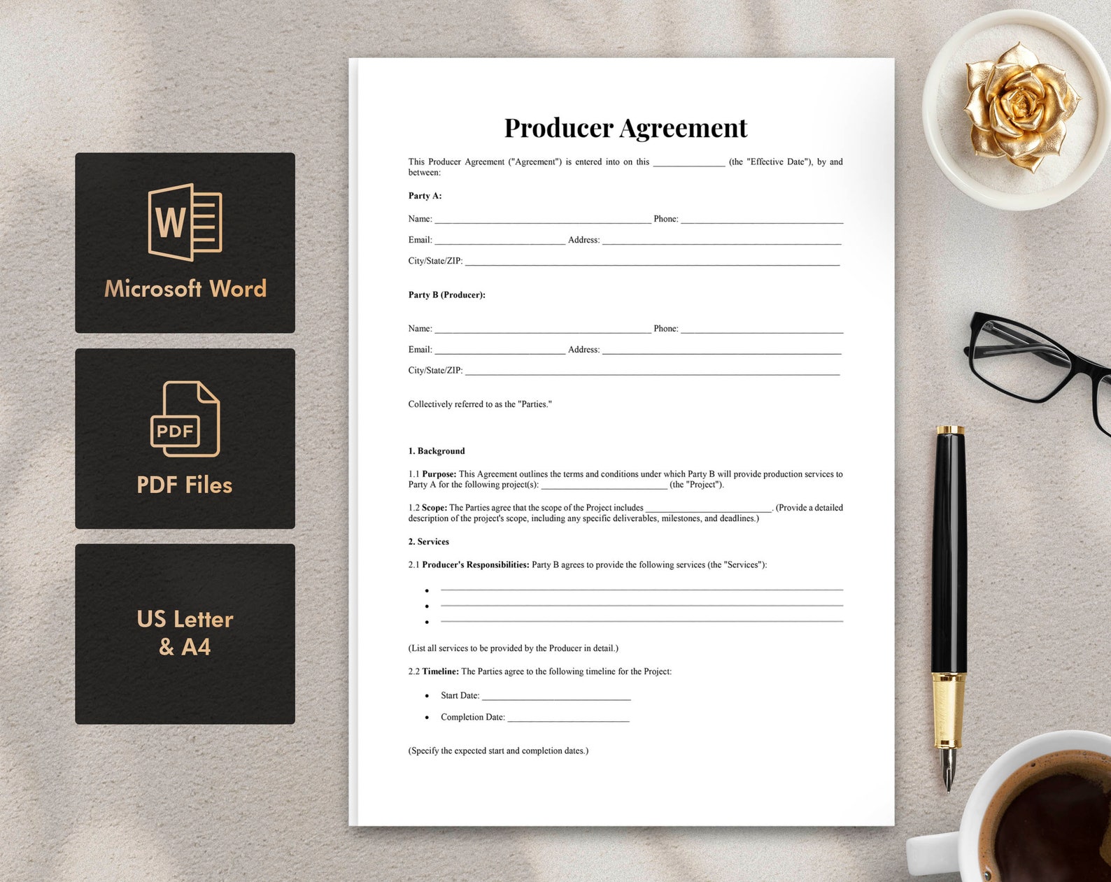 Producer Agreement Template Professional Producer Contract Customizable ...
