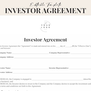 Comprehensive Investor Agreement Template | Investor Contract Template ...
