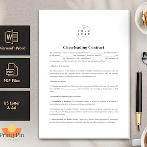 Editable Cheerleading Contract Template, Cheerleading Team Agreement ...