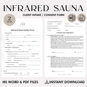 Editable Infrared Sauna Consent Form PDF - Detox Sauna Intake Form Ms ...