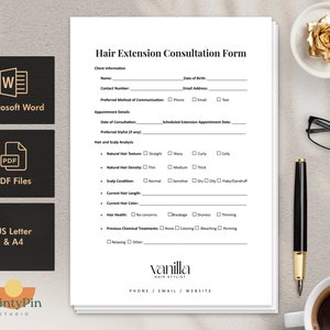 Professional Hair Extension Consultation Form Template - Hair Extension ...
