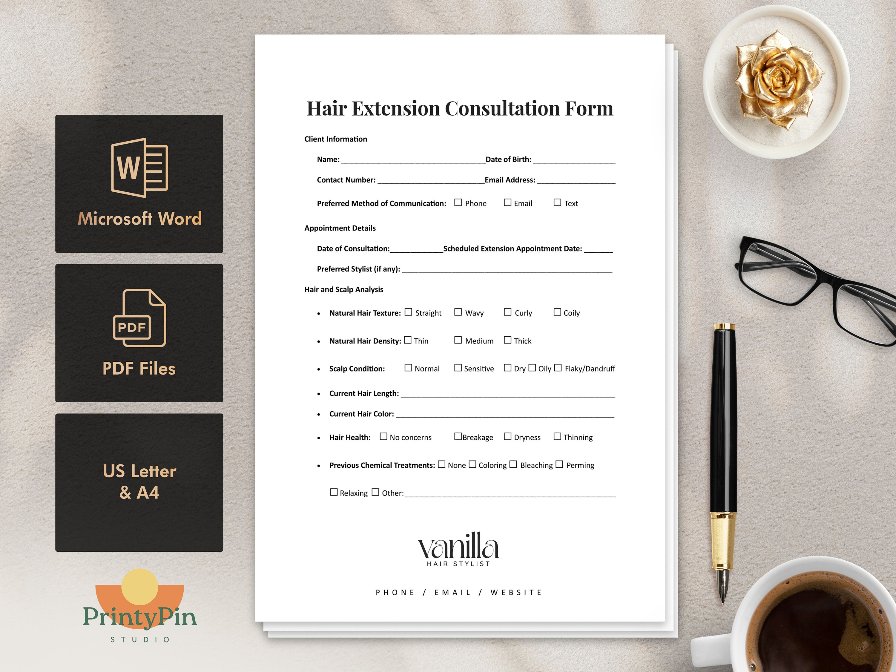 Professional Hair Extension Consultation Form Template - Hair Extension ...