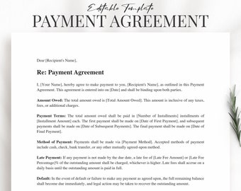 Payment Agreement Template - Etsy