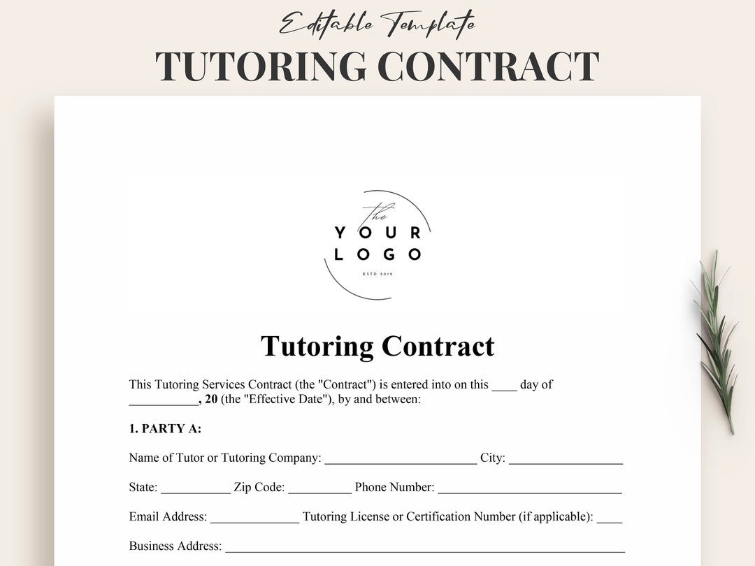 Customizable Tutoring Contract Template Tutoring Services Agreement ...