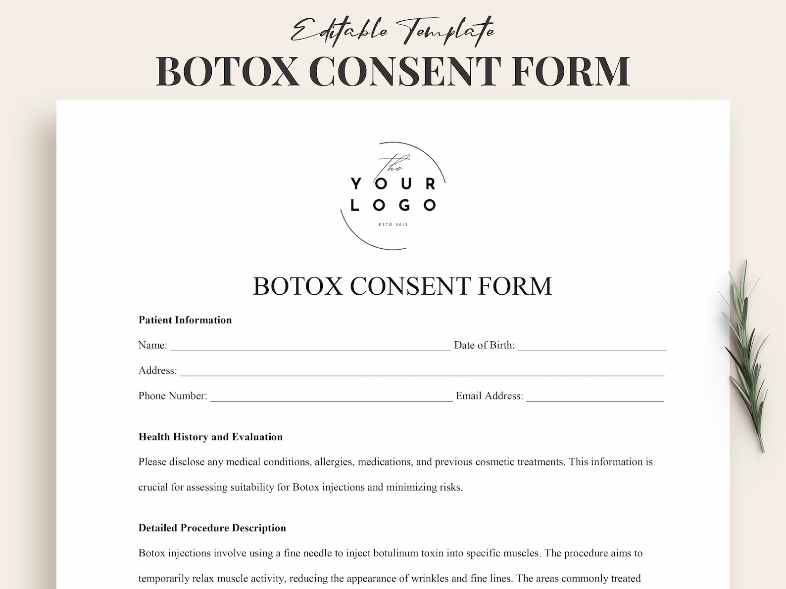 Botox Consent Form Template - Customizable Beauty Clinic Forms ...