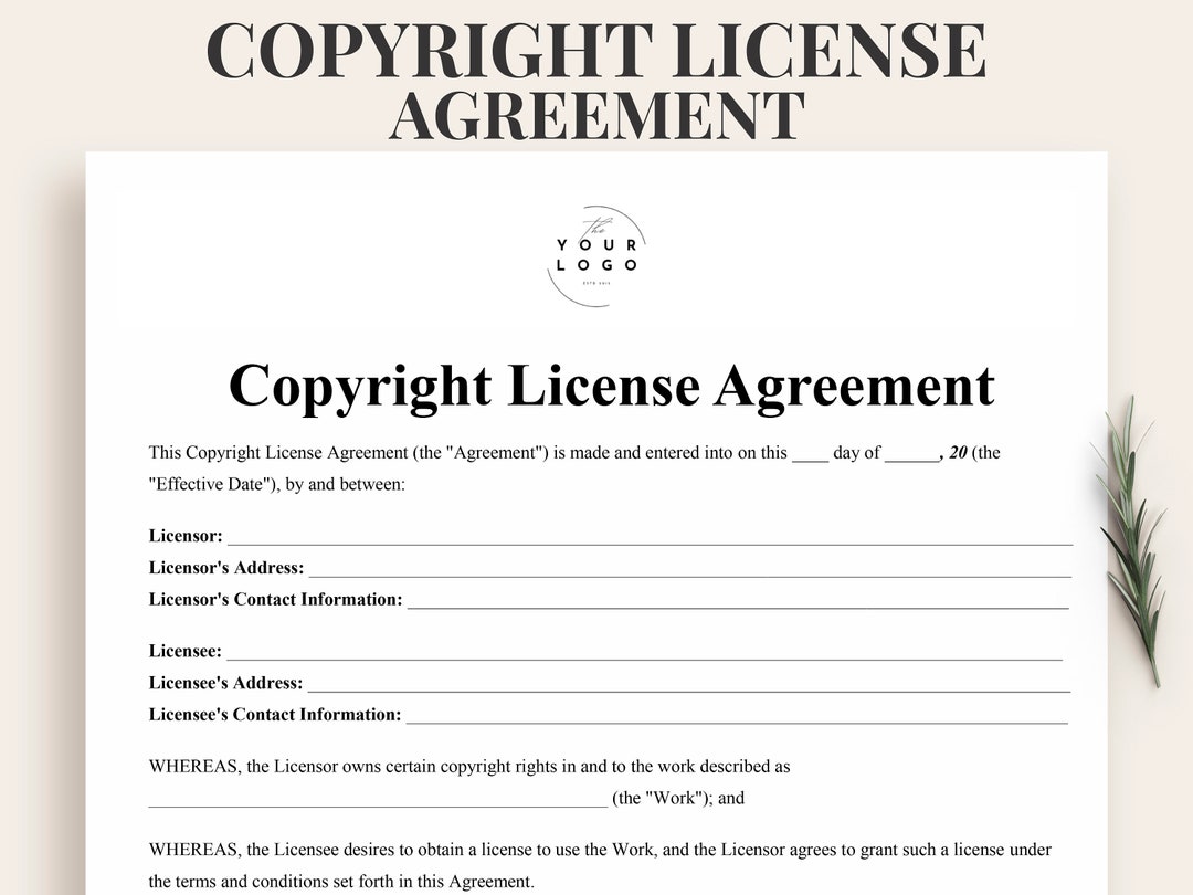 Copyright License Agreement Template | Editable Licensing Contract ...