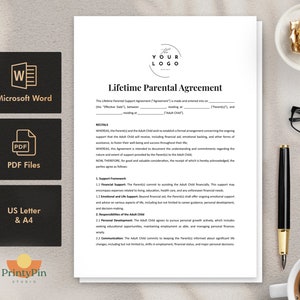 Lifetime Parental Agreement Template - Family Planning & Organization ...