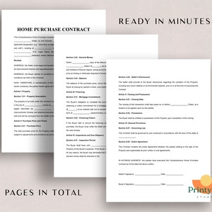 Editable Home Purchase Contract Template - Comprehensive Real Estate ...
