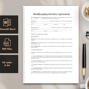 Bookkeeping Contract Template Word & PDF - Printable Bookkeeping ...