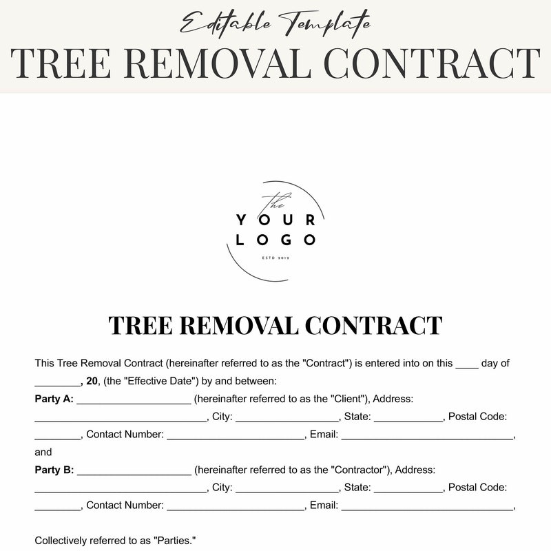 Tree Service Business Contract Template - Etsy