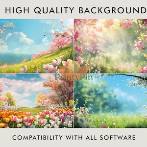 Spring Zoom Backgrounds - Digital Download, Floral Virtual Backgrounds ...