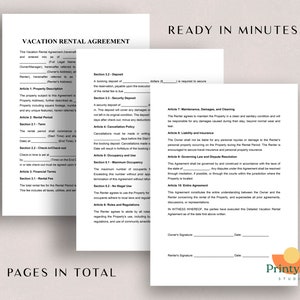 Comprehensive Vacation Rental Agreement Template - Instant Download ...