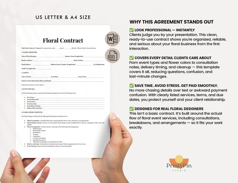 Customizable Floral Contract Template for Weddings & Events ...
