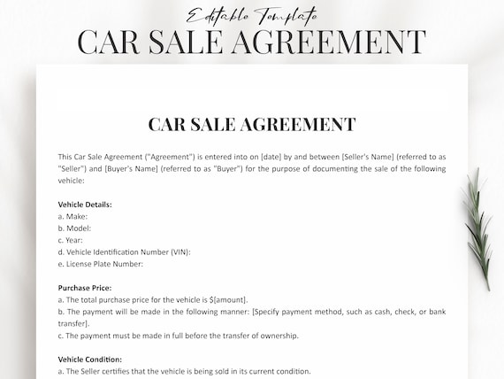 Used Vehicle Sales Agreement Template