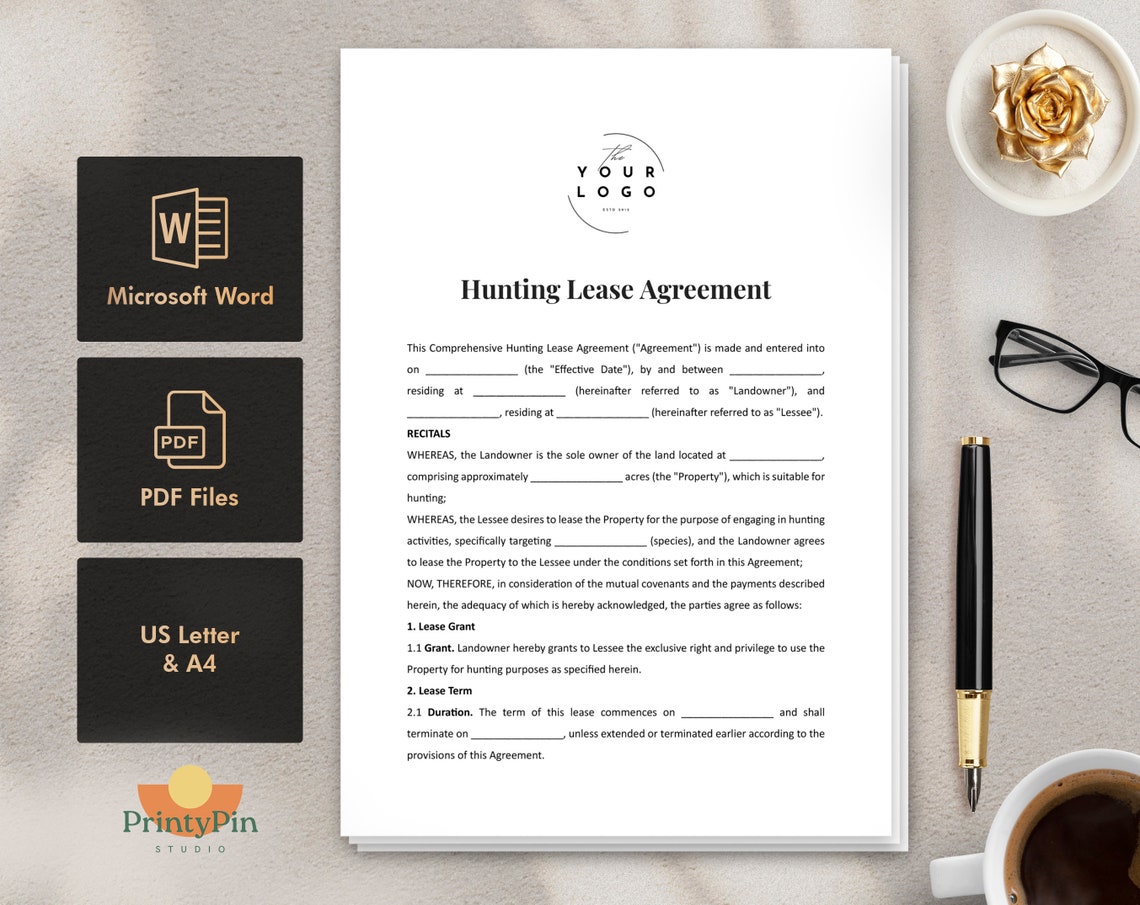 Hunting Land Lease Agreement Template - Customizable Contract for ...