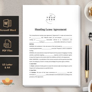 Hunting Land Lease Agreement Template - Customizable Contract for ...