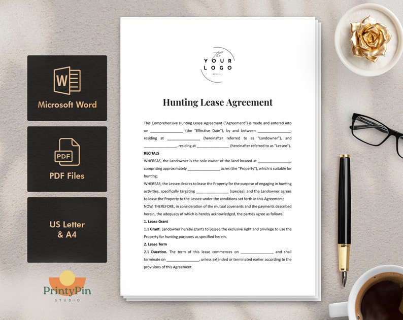 Hunting Land Lease Agreement Template - Customizable Contract for ...