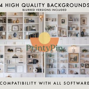 Designer Shelf Virtual Backgrounds for Zoom - Set of 4 Elegant Home ...