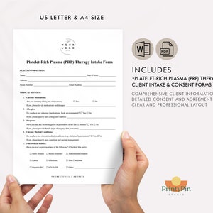 Platelet-rich Plasma Therapy Client Intake Form Template - Editable PRP ...