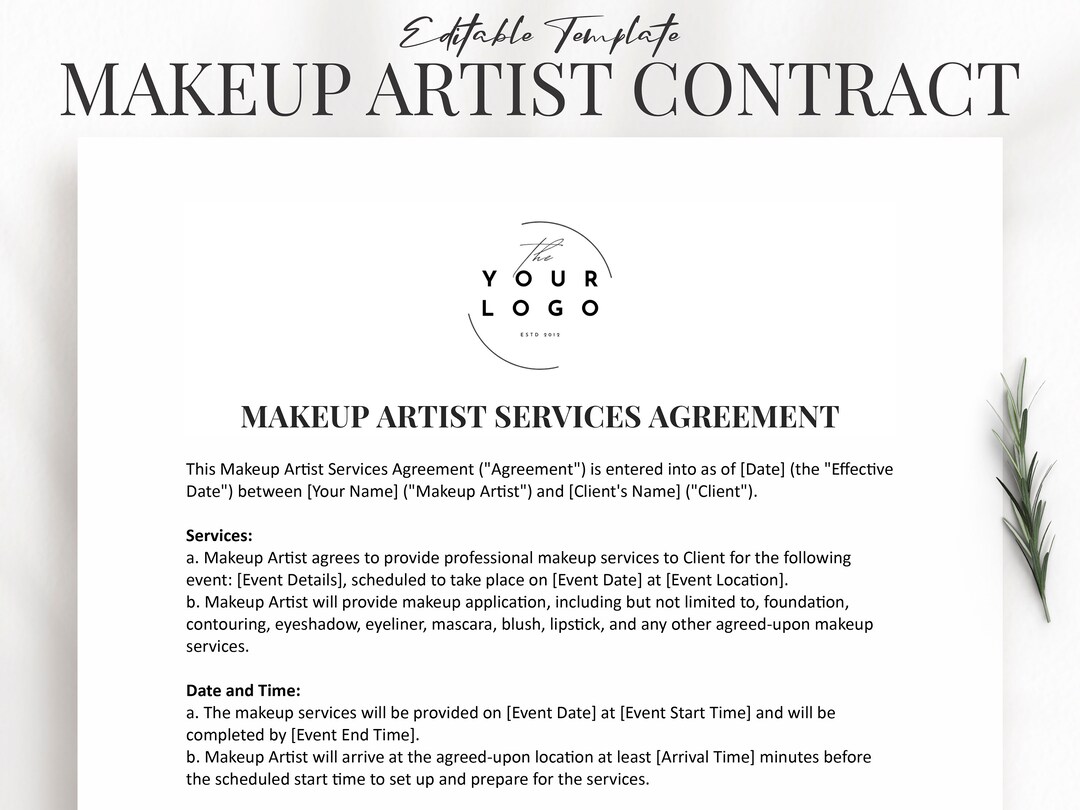 Professional Makeup Artist Contract Template - Legal Agreement for MUA ...
