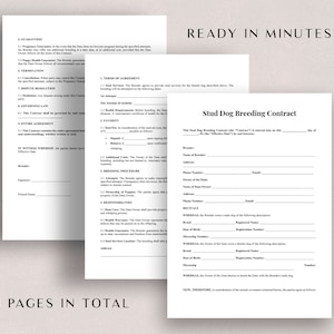 Printable Stud Dog Breeding Contract Template Word - Customizable Dog ...