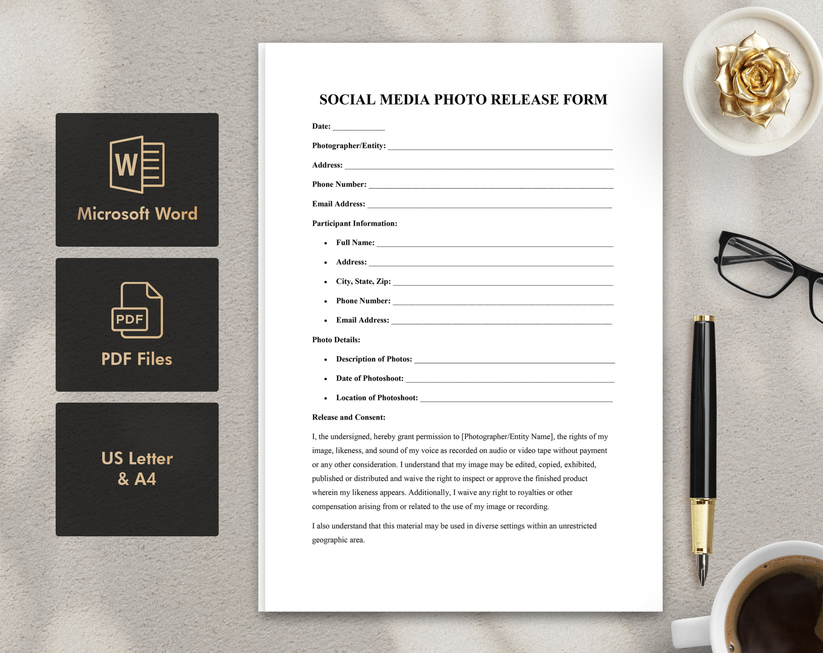 Printable Simple Social Media Photo Release Form Template - Instant ...