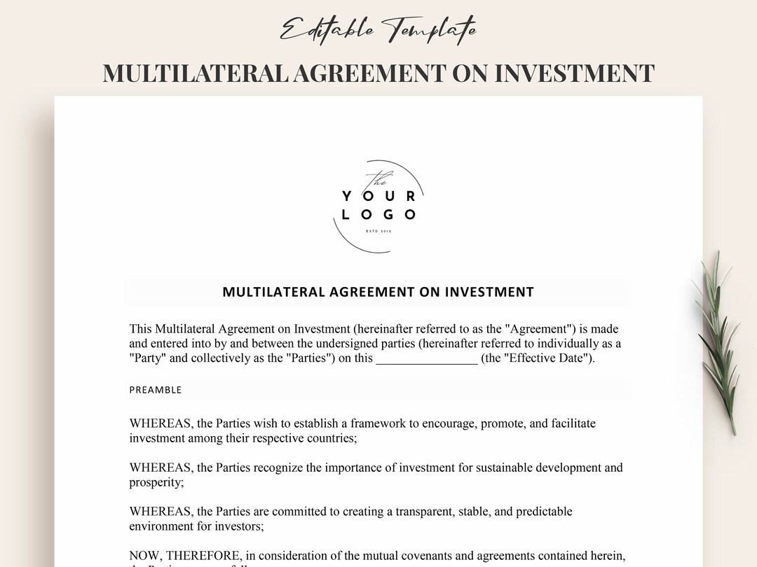 Multilateral Agreement on Investment - Comprehensive Investment ...