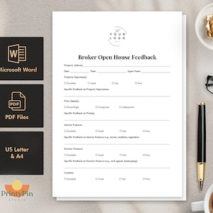 Broker Open Feedback Form, Real Estate Agent Open House Feedback Form ...