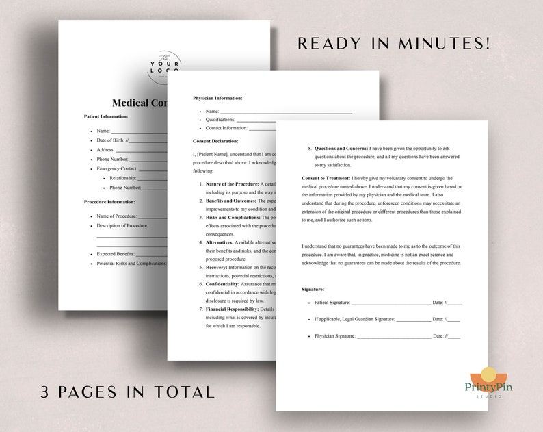 Medical Consent Form Template - Customizable Health Care Form, Patient ...