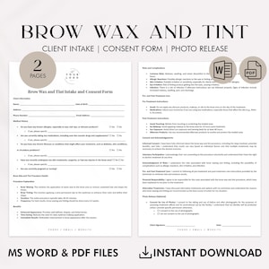 Editable Brow Wax and Tint Intake Form PDF, Consent and Waiver Form ...