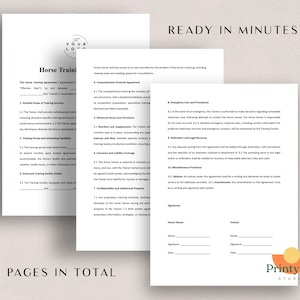 Customizable Horse Training Contract Template – Instant Download ...